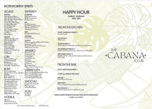 Menus - The Cabana Club – Minneapolis